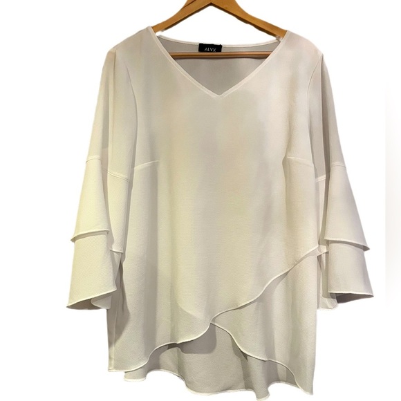 Alyx | Tops | Womens White Layered Top Double Chiffon Layering Flowing ...